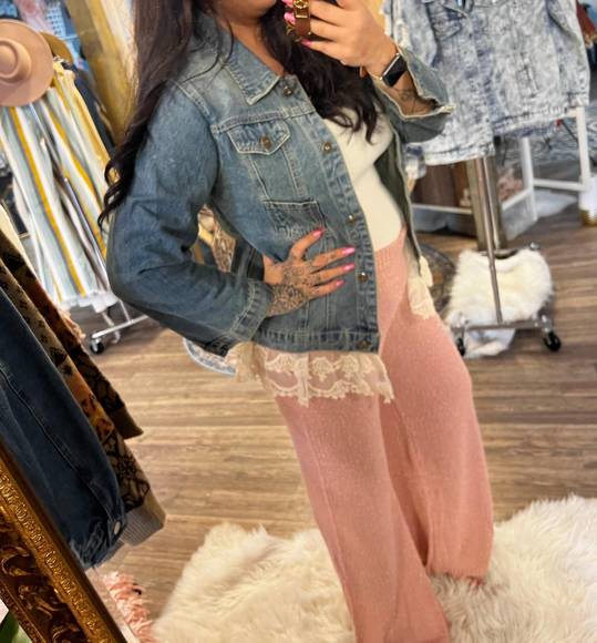SASSY BLING | Jackets & Coats | New Sassy Bling Lace Out Denim Jacket ...